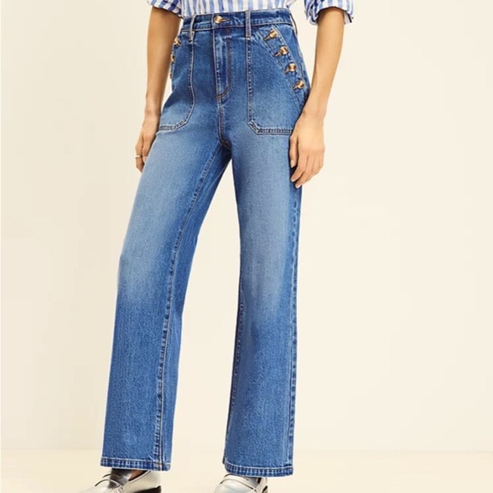 Loft The Wide Leg Jean Curvy Mariner High Rise - Gem